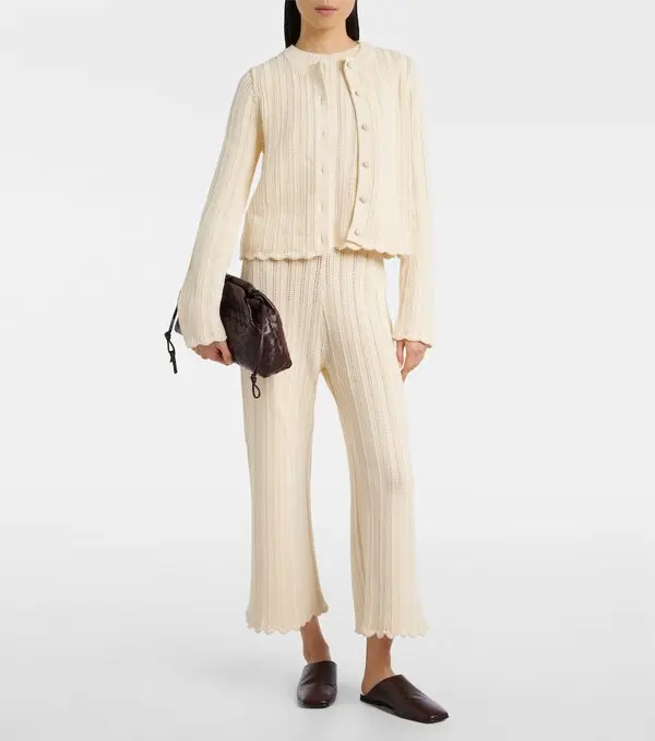 Altuzarra Petey Cotton Flared Knit Trousers - Beige