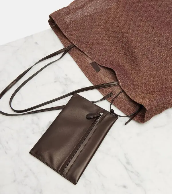 THE ROW Barn Leather-trimmed Mesh Tote Bag