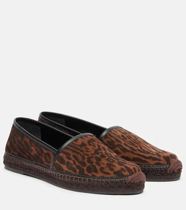 TOM FORD Leopard-print Suede Espadrilles - Brown