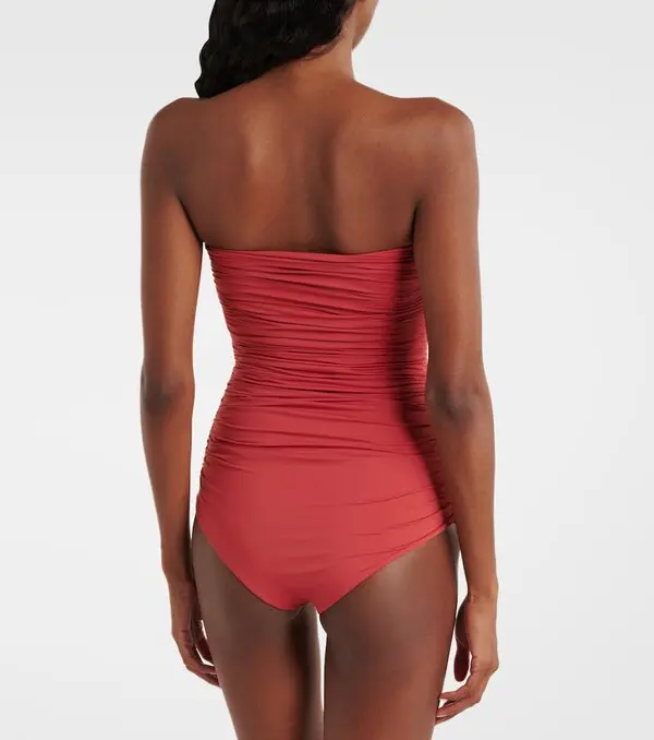 Magda Butrym Floral Appliqué Ruched Swimsuit