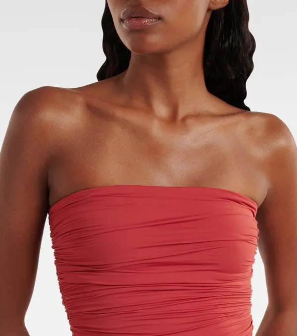 Magda Butrym Floral Appliqué Ruched Swimsuit