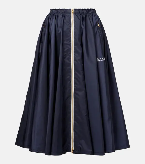 Prada Re-nylon Zip-up Midi Skirt