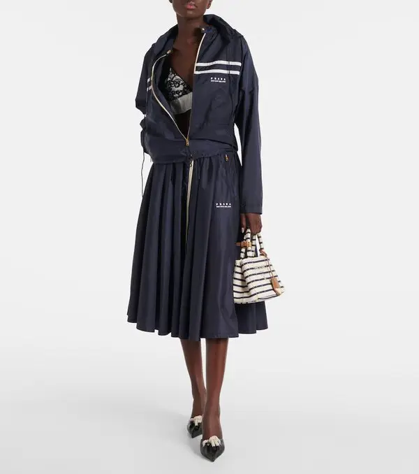 Prada Re-nylon Zip-up Midi Skirt