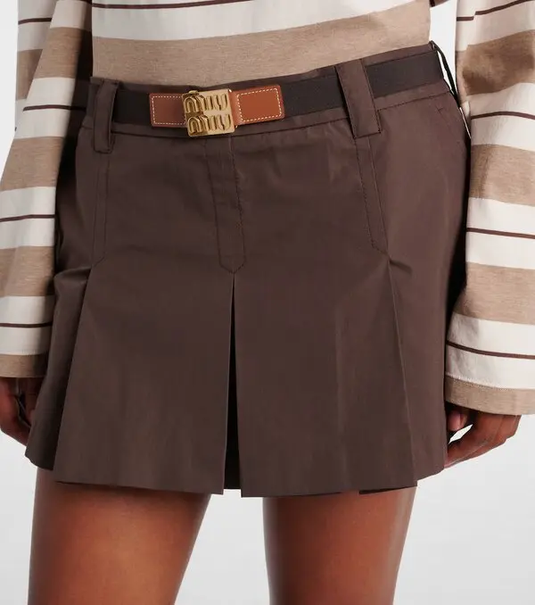 Miu Miu Logo Cotton-blend Mini Skirt