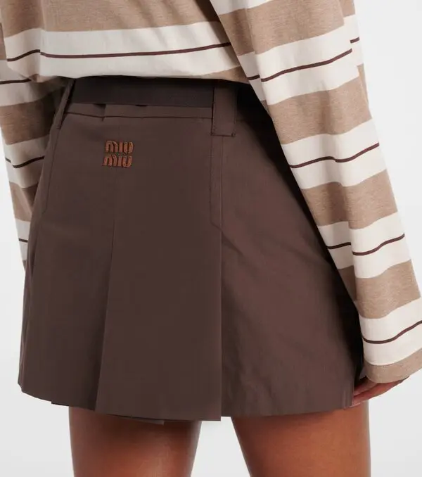 Miu Miu Logo Cotton-blend Mini Skirt