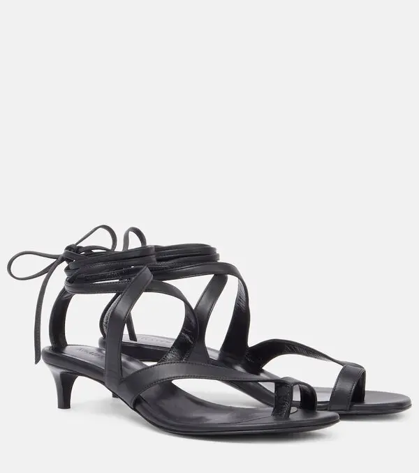 Khaite Aimee 35 Leather Sandals - Black