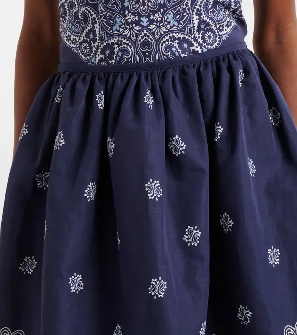 Miu Miu Bandana Print Cotton And Linen Mini Skirt - Blue