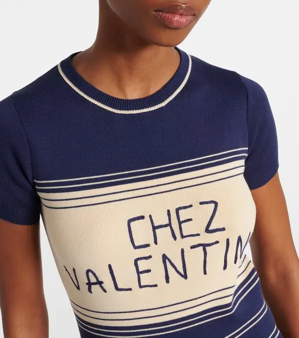Valentino Garavani Chez Striped Knit Top - Blue