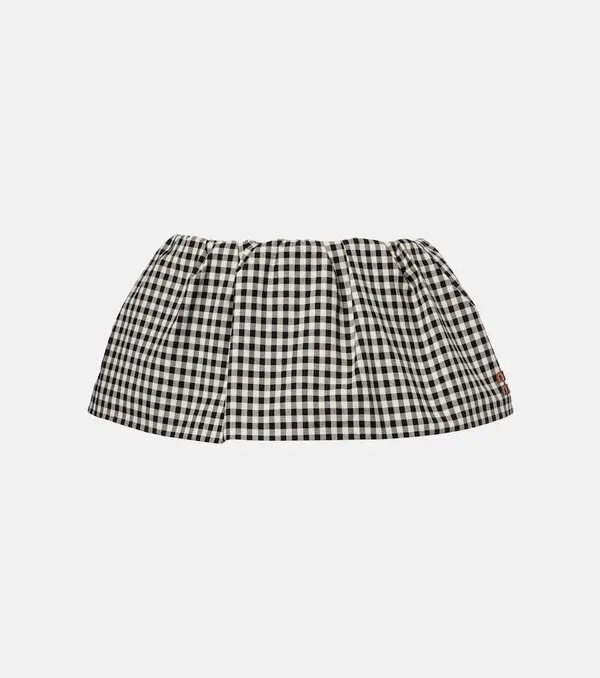 Miu Miu Bubble Gingham Cotton Miniskirt - Black