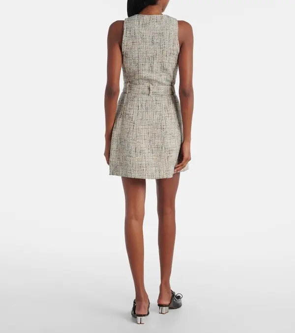 GANNI Belted Tweed Mini Dress