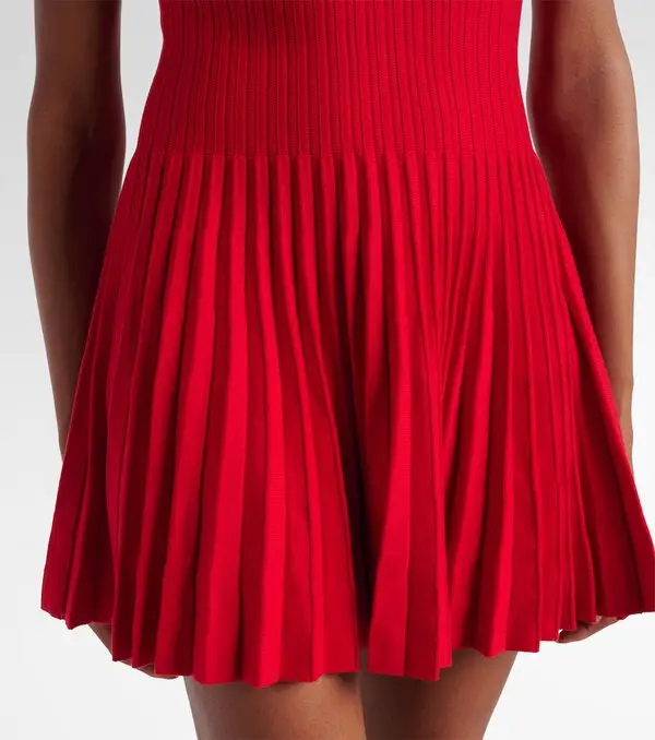 Magda Butrym Ribbed Cotton Mock Neck Mini Dress - Red