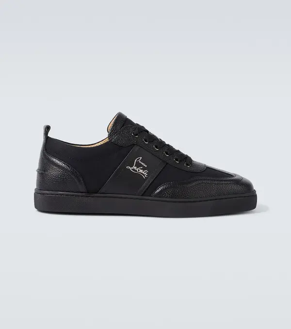 CHRISTIAN LOUBOUTIN Logo Leather And Fabric Sneakers - Black