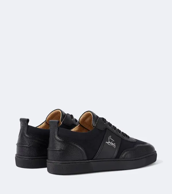 CHRISTIAN LOUBOUTIN Logo Leather And Fabric Sneakers - Black