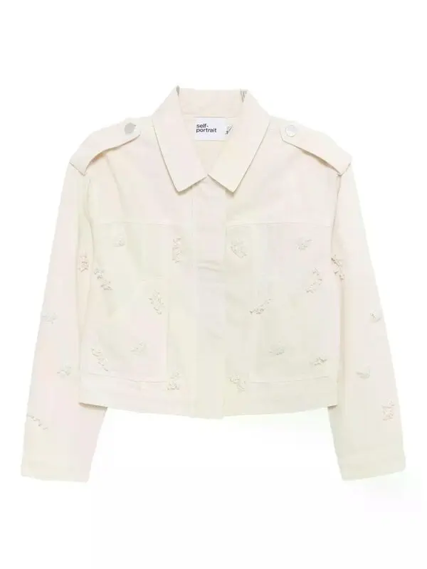 SELF-PORTRAIT Beaded Floral Jacket - Neutrals
