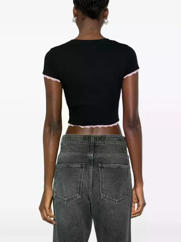 CHIARA FERRAGNI Ribbed Punk Logo Print Cropped Top