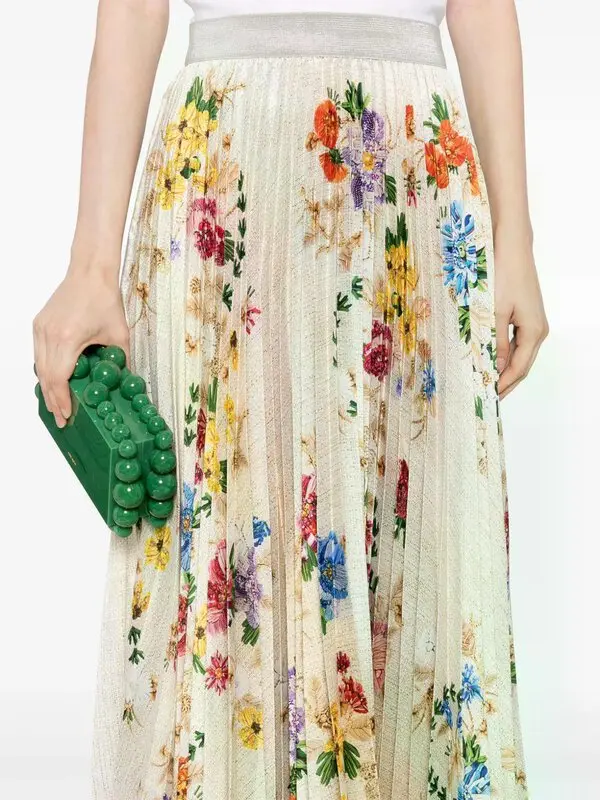 MARY KATRANTZOU Pleated Floral Print Midi Skirt
