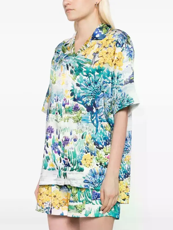 MARY KATRANTZOU Vero Short Sleeve Printed Shirt - White