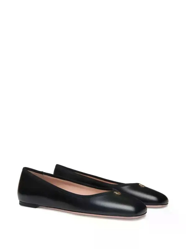 Bally Leather Ballet Flats With Grosgrain Ribbon Trim