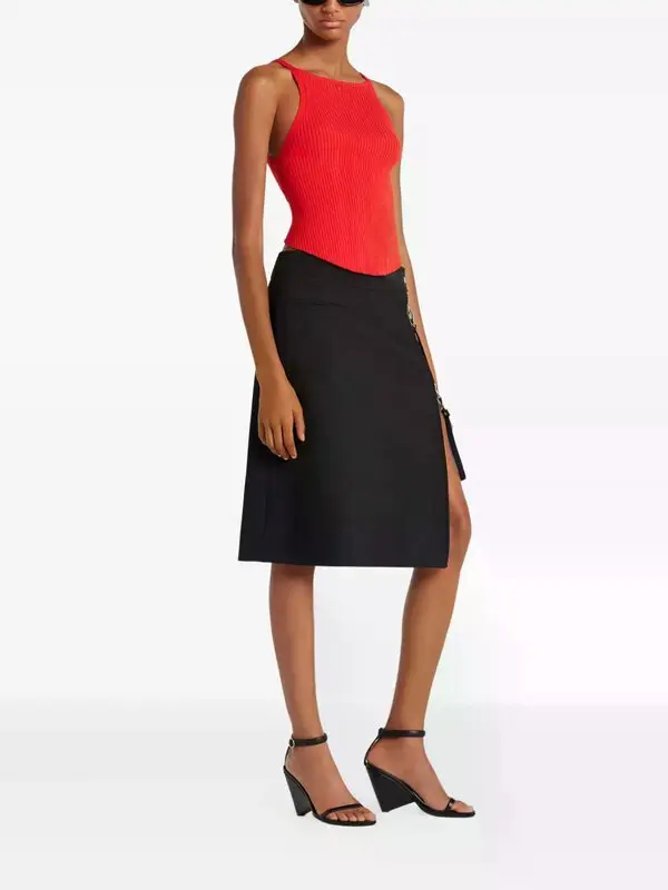 COURREGES Ribbed Halter Top - Red