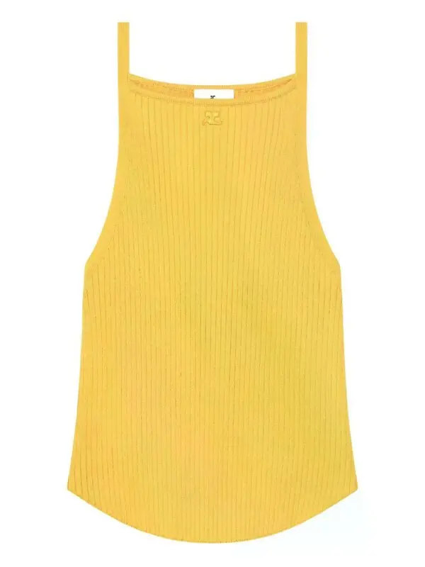 COURREGES Ribbed Tank Top - Yellow