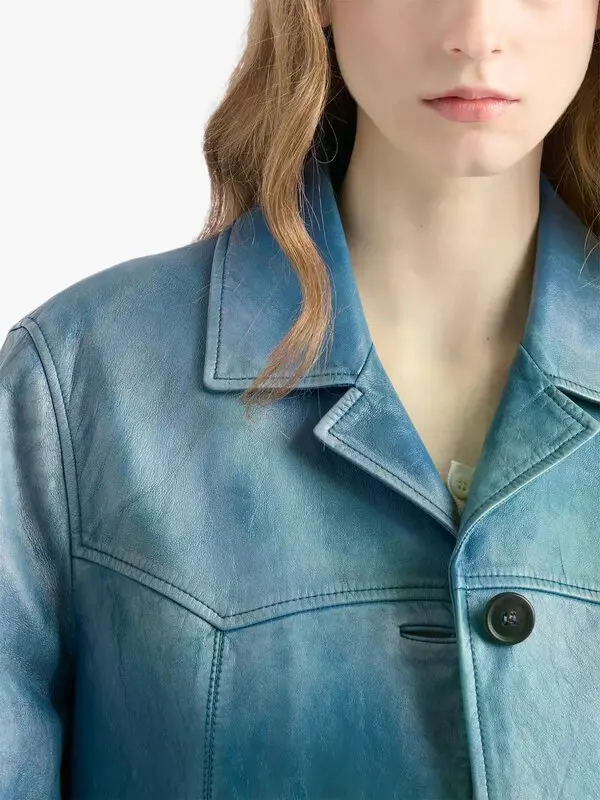 Prada Washed Leather Jacket - Blue