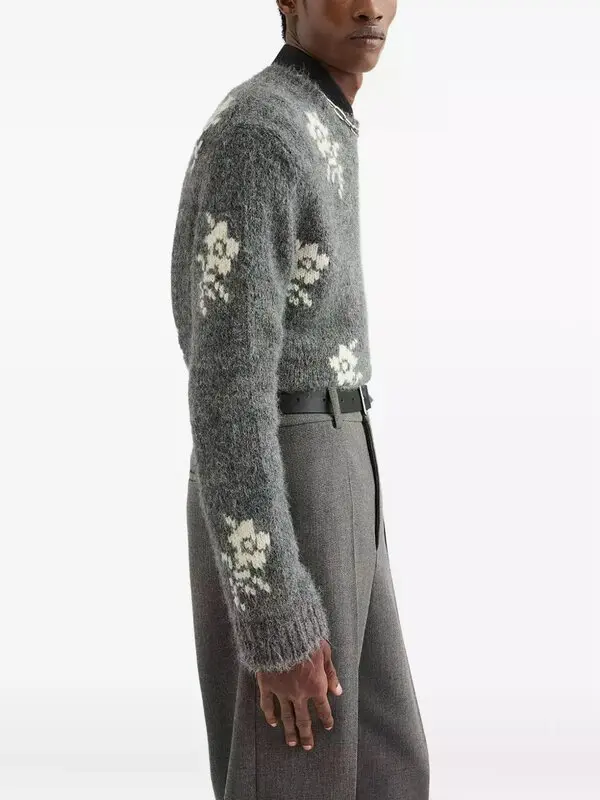 JIL SANDER Floral Knit Crew Neck Jumper
