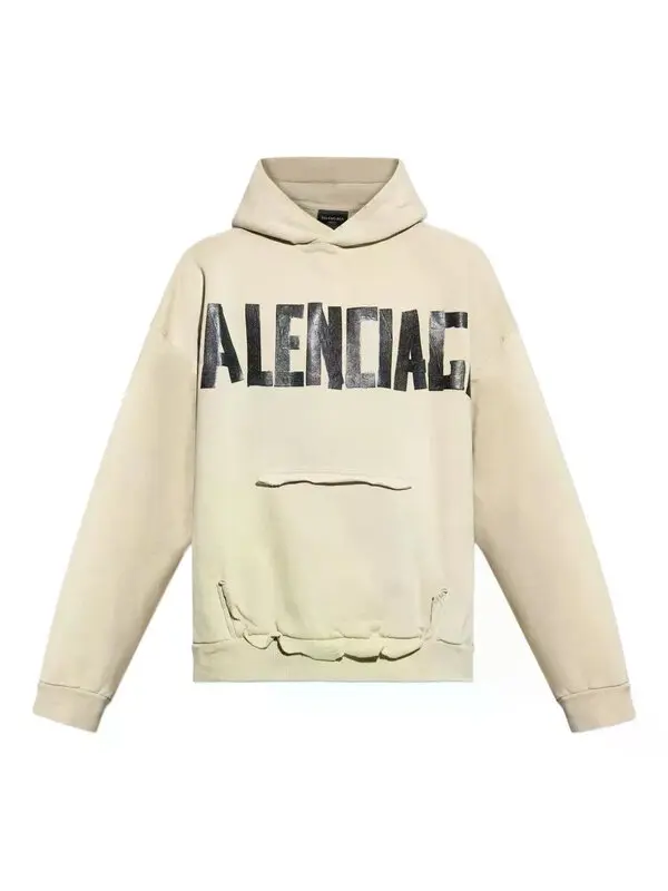 Balenciaga Logo-print Frayed Hem Hoodie