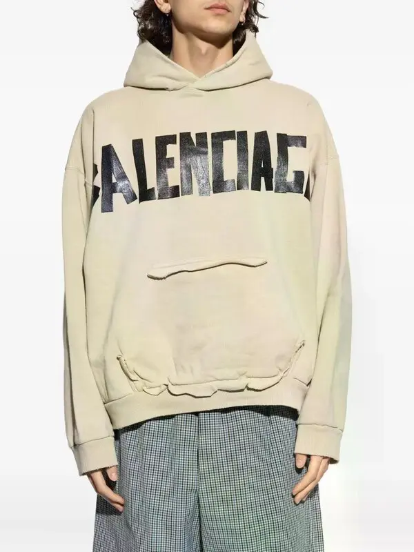 Balenciaga Logo-print Frayed Hem Hoodie