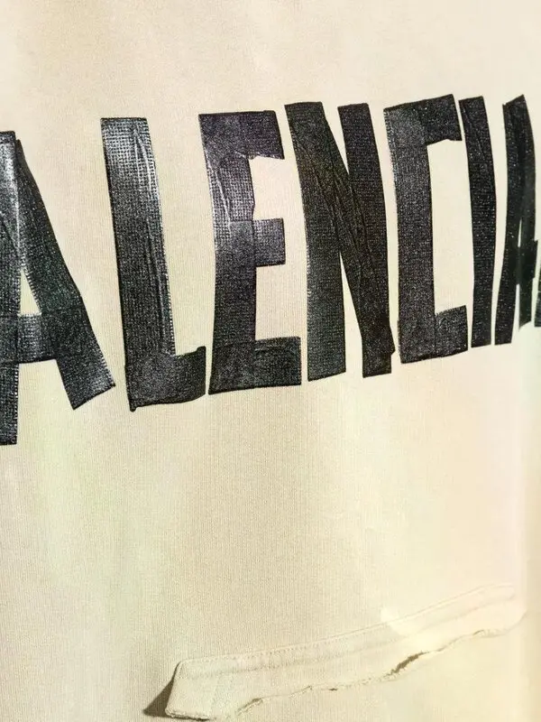 Balenciaga Logo-print Frayed Hem Hoodie