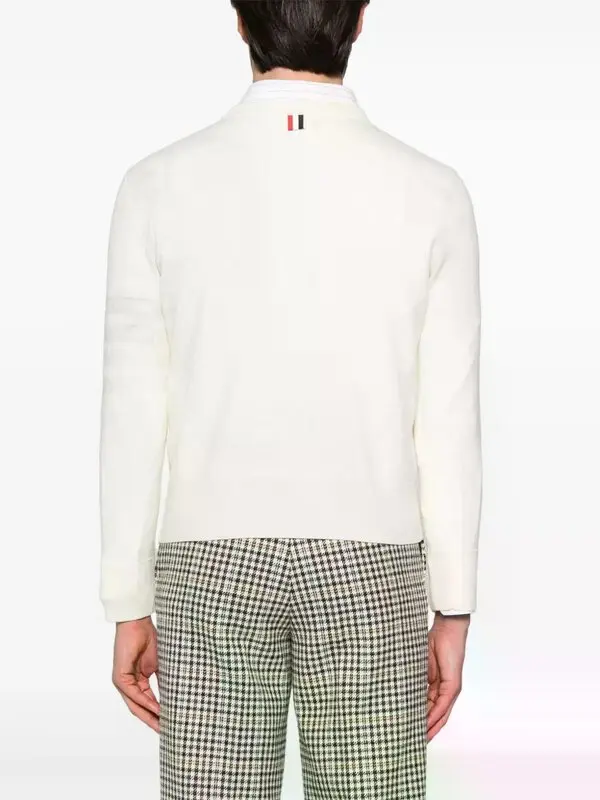 Thom Browne 4-bar Stripe Crew Neck Sweater - White