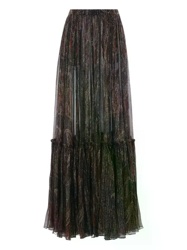 Saint Laurent Pleated Maxi Skirt - Brown