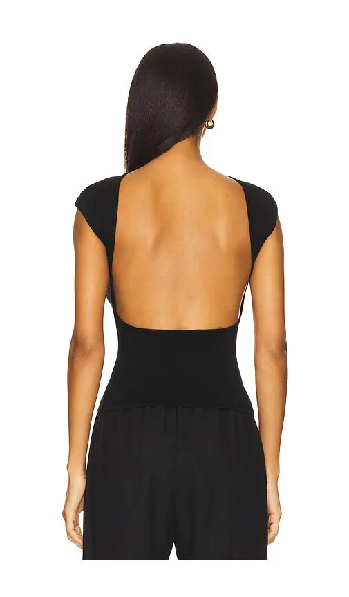 ST. AGNI Sculpted Ballet Knit Top - Black