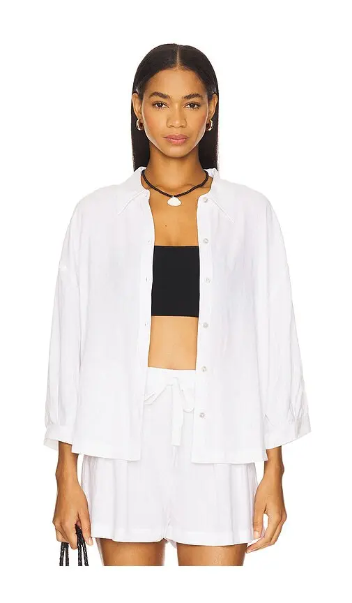 Eberjey Linen Blend Relaxed Sleeve Top In . Also - White