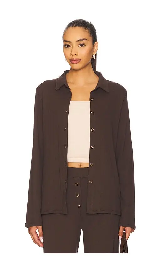 VIR VITA Eloise Pointelle Shirt - Brown