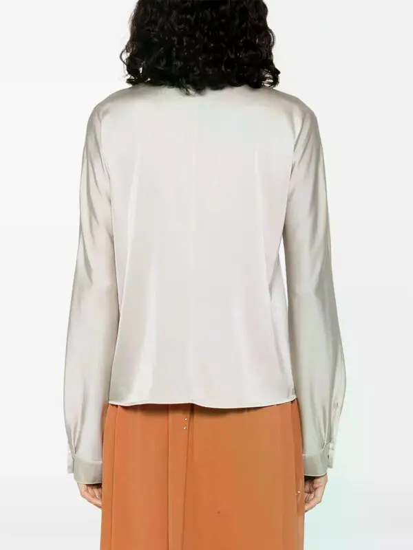 FORTE_FORTE Silk Blouse With High Neck And Front Tie Detail