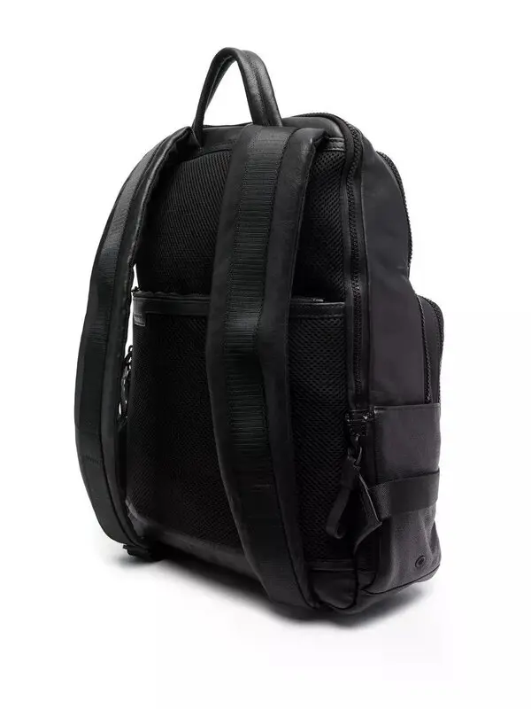 PIQUADRO Calf Leather Debossed Logo Backpack - Black