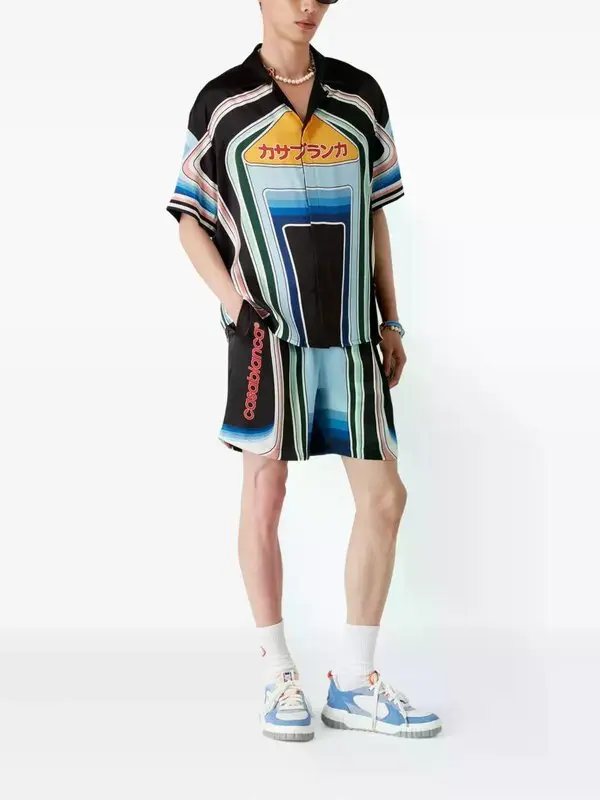 Casablanca Graphic Print Silk Shorts