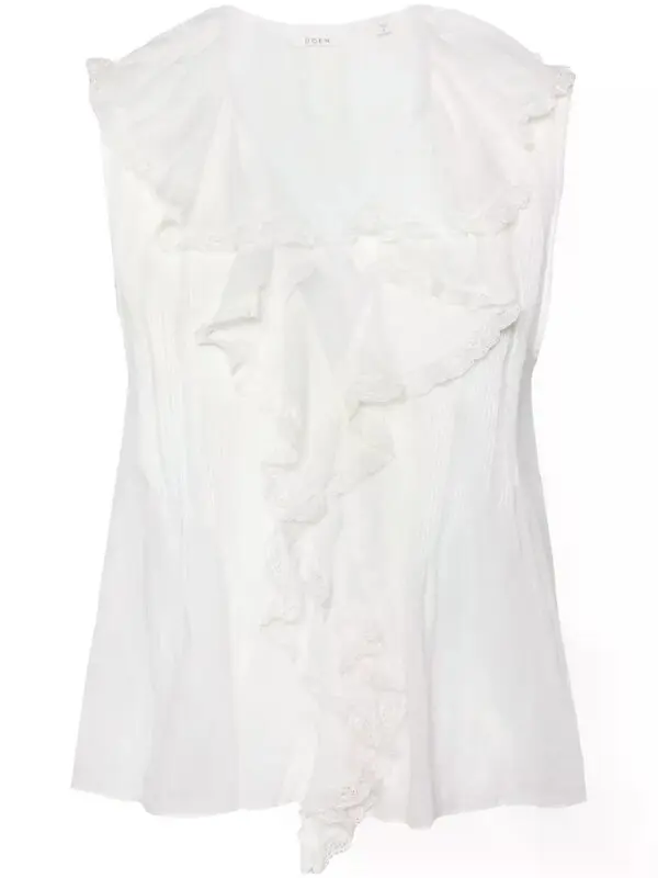 DÔEN Hilda Lace-trimmed Cotton Voile Sleeveless Top