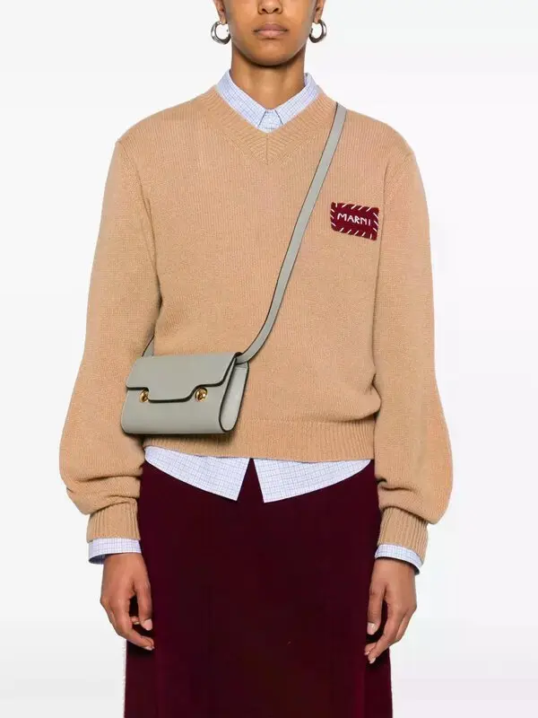 Marni Leather Crossbody Bag With Spherical Embellishments - Grey