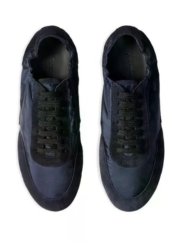 SCAROSSO Suede And Panelled Lace-up Sneakers - Blue