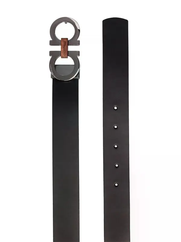 FERRAGAMO Gancini Leather Belt - Black