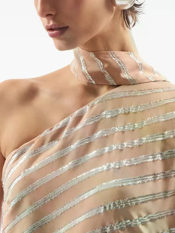 TALLER MARMO Petra One-shoulder Maxi Dress With Sequined Stripes