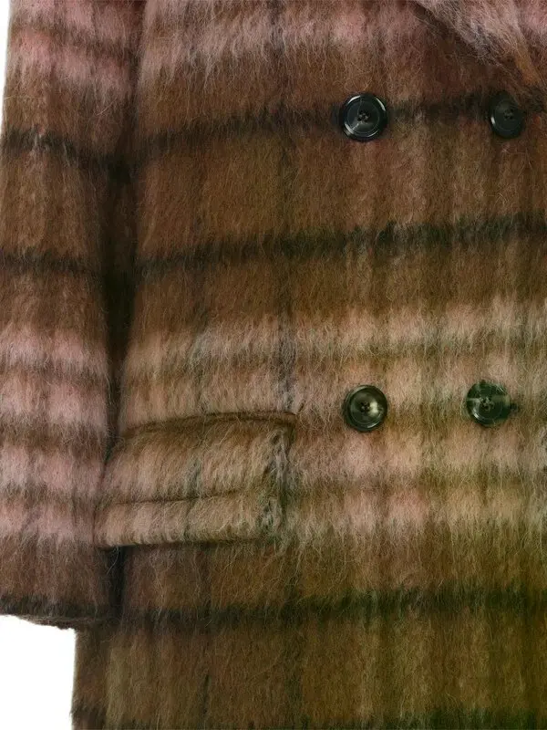 Moschino Checked-pattern Double-breasted Coat - Brown