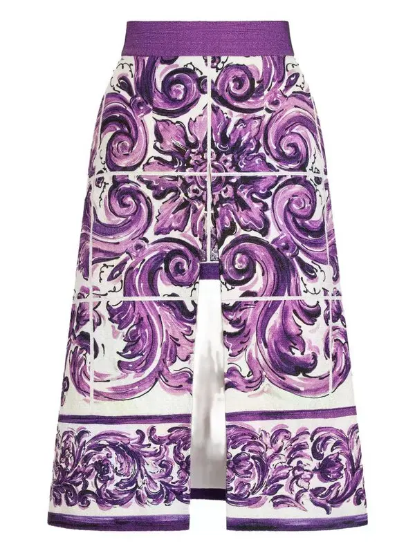 Dolce & Gabbana Maiolica-print A-line Midi Skirt