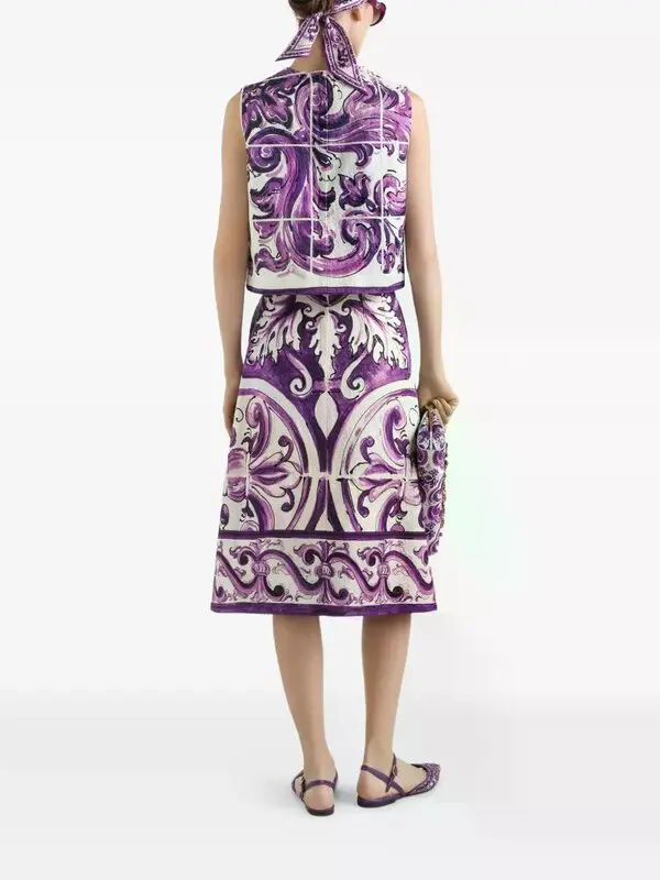 Dolce & Gabbana Maiolica-print A-line Midi Skirt