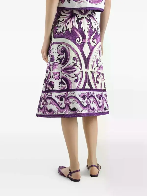 Dolce & Gabbana Maiolica-print A-line Midi Skirt