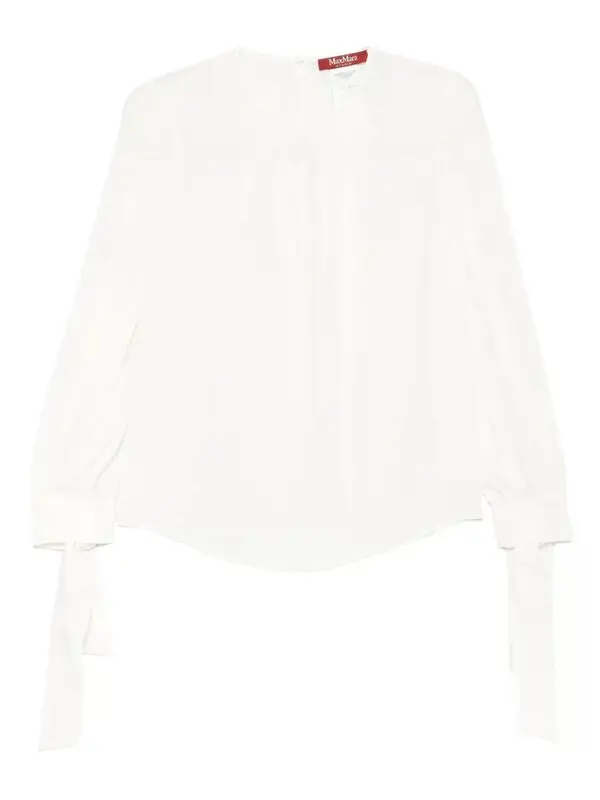 Max Mara Silk Blouse With Tied Cuffs - Neutrals