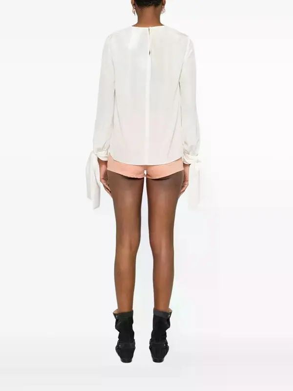 Max Mara Silk Blouse With Tied Cuffs - Neutrals