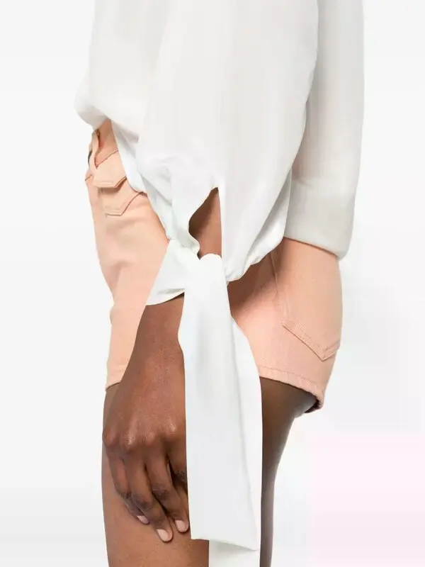 Max Mara Silk Blouse With Tied Cuffs - Neutrals