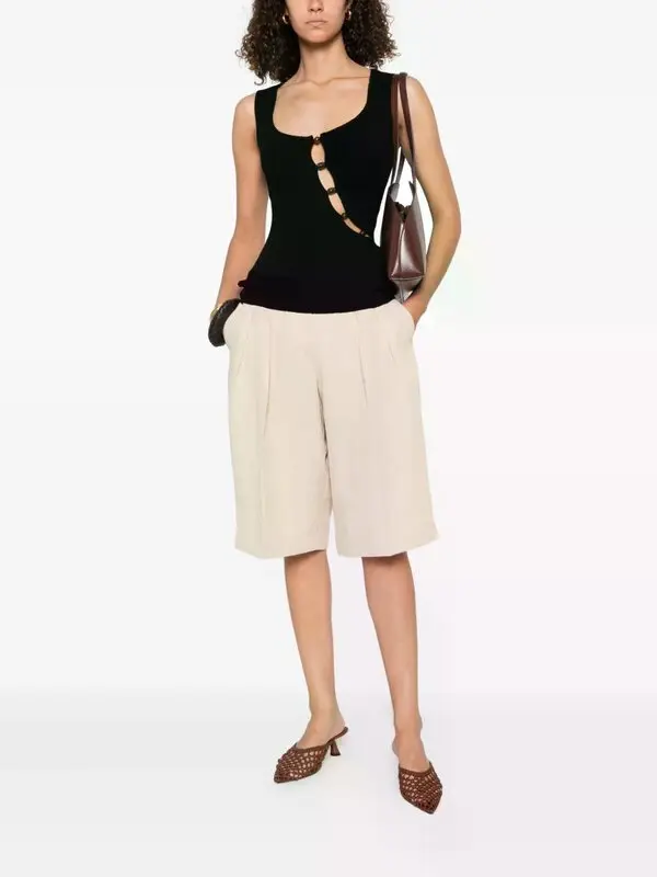 SIR. Beaded Cut-out Tank Top - Black